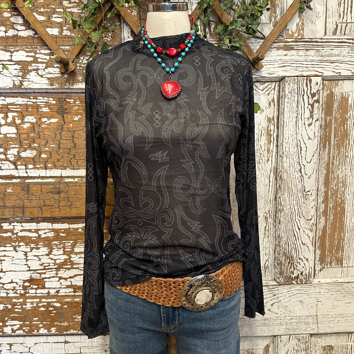 Western Stitch Mesh Layering Top: Small-2X – Artistic Works By Lu